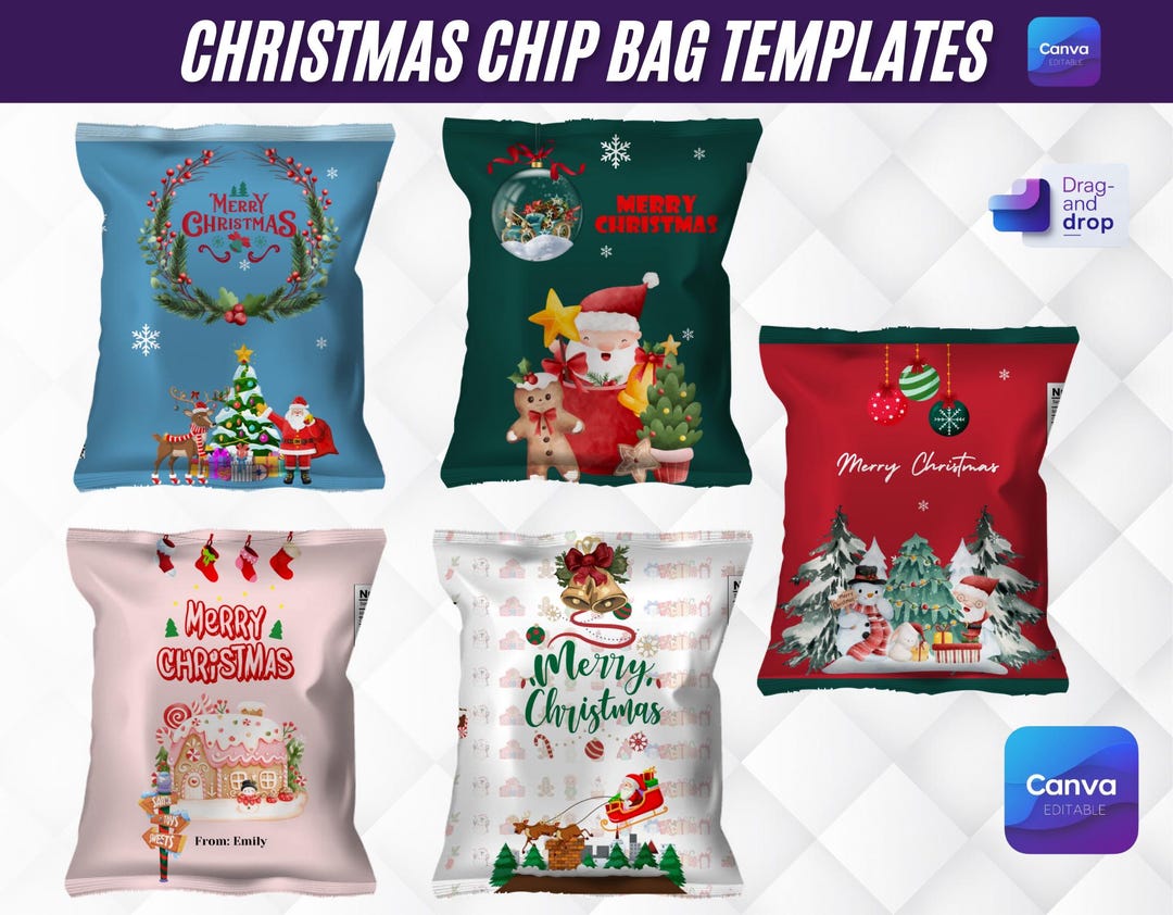 Editable Christmas Chip Bag Template, Chip Bag Wrapper, Printable ...