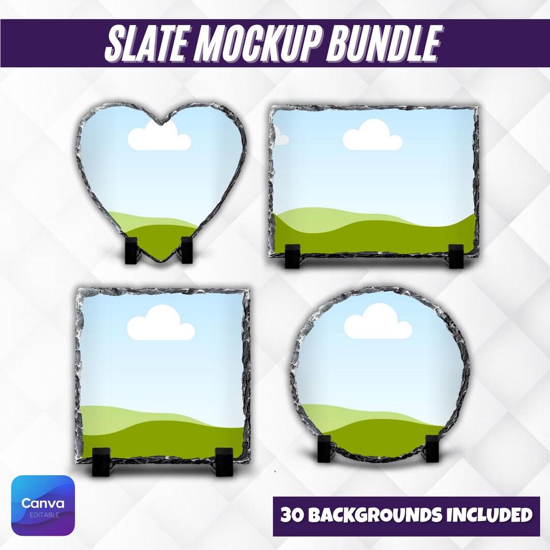 Square Slate Mockup Bundle: Sublimation Photo Template (canva Editable ...