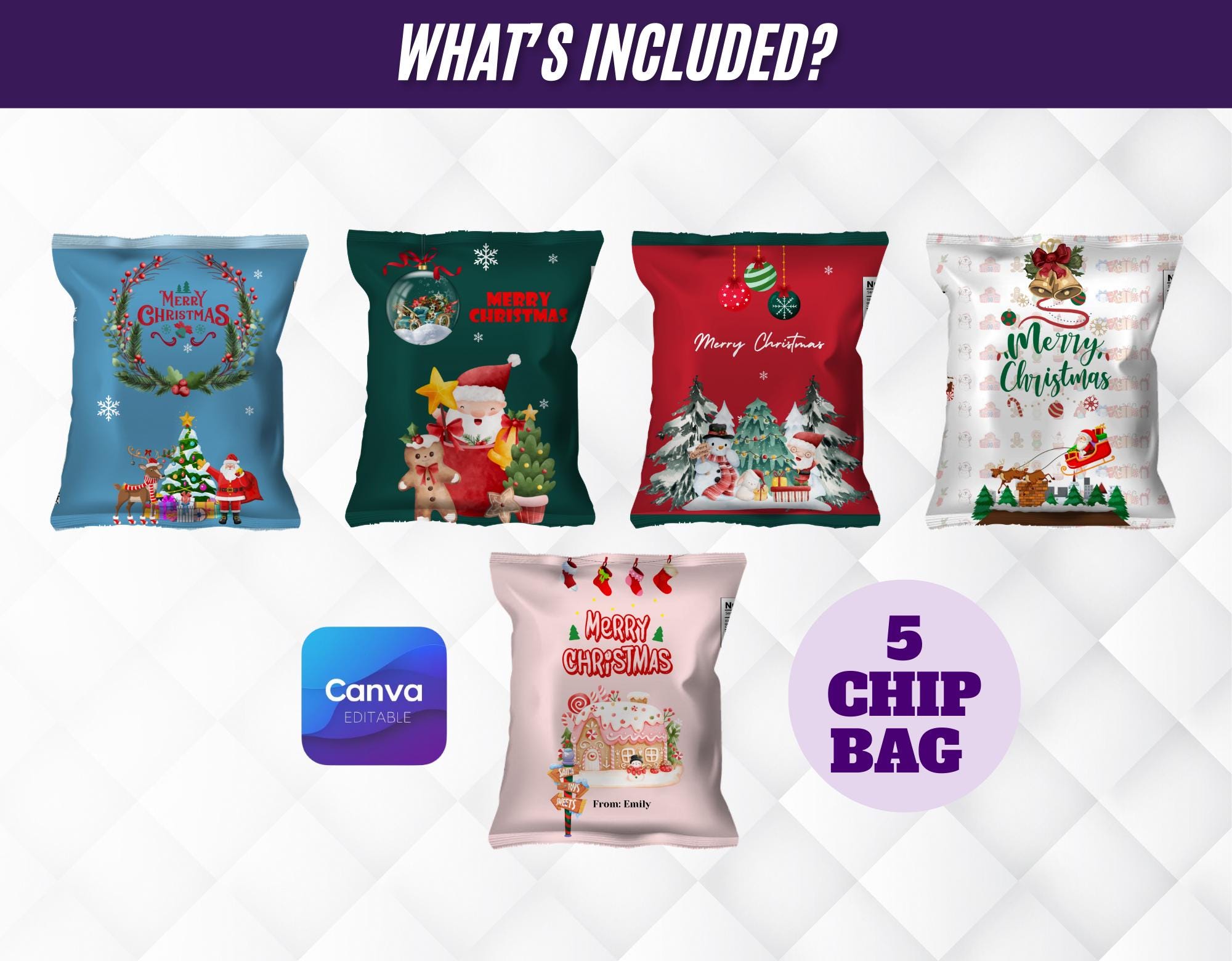 Editable Christmas Chip Bag Template, Chip Bag Wrapper, Printable ...