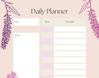 Daily Planner Pink Flowers | Floral Organizer for Women | Stay on Track ...