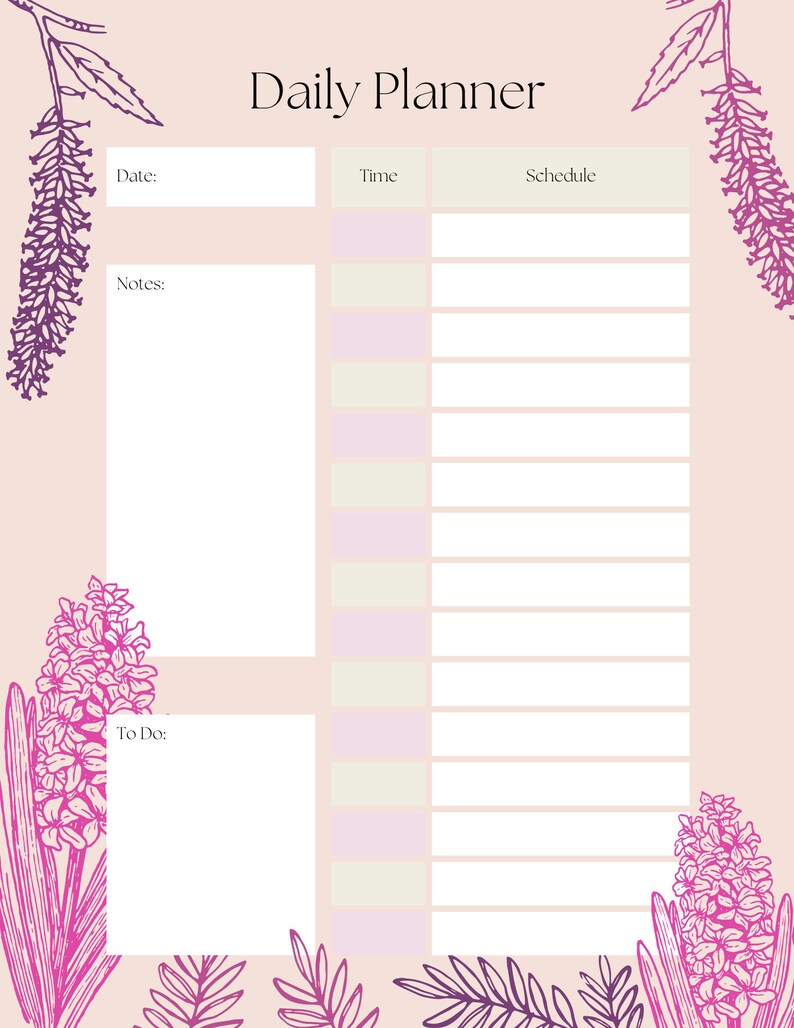 Daily Planner Pink Floral - Etsy