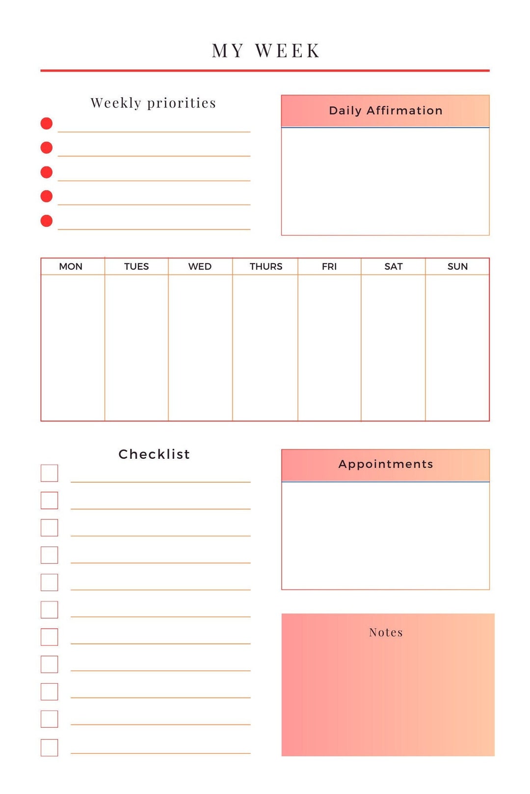 3 Pack Color Weekly Planner Set - Etsy