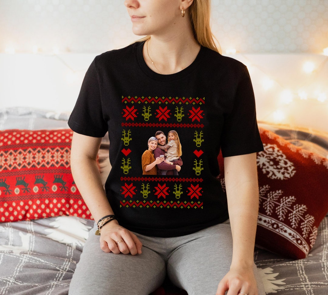 Christmas Ugly T-shirt, Custom Photo XMAS Ugly Shirt, Custom Face ...