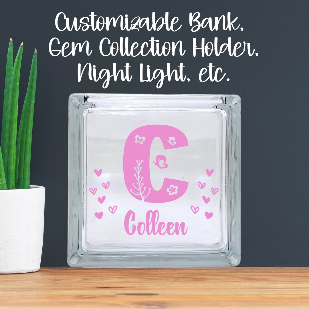 Customizable Glass Block Gift for Girls, Personalized Bank, Gem ...