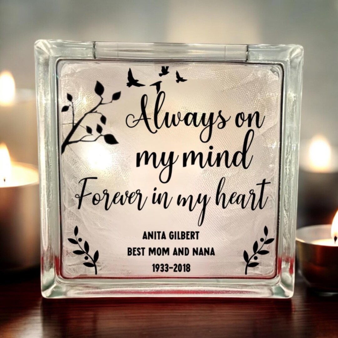 Custom in Loving Memory Glass Block Light for Loss of Loved One ...