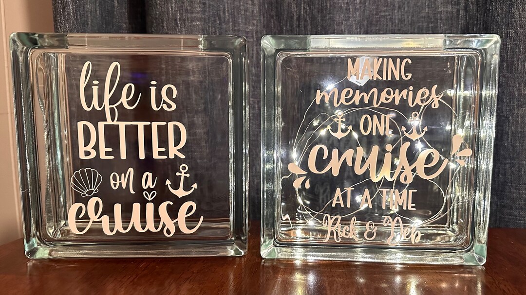 Custom Cruise Bank Vacation Sand Collector Glass Block Cruise Card ...