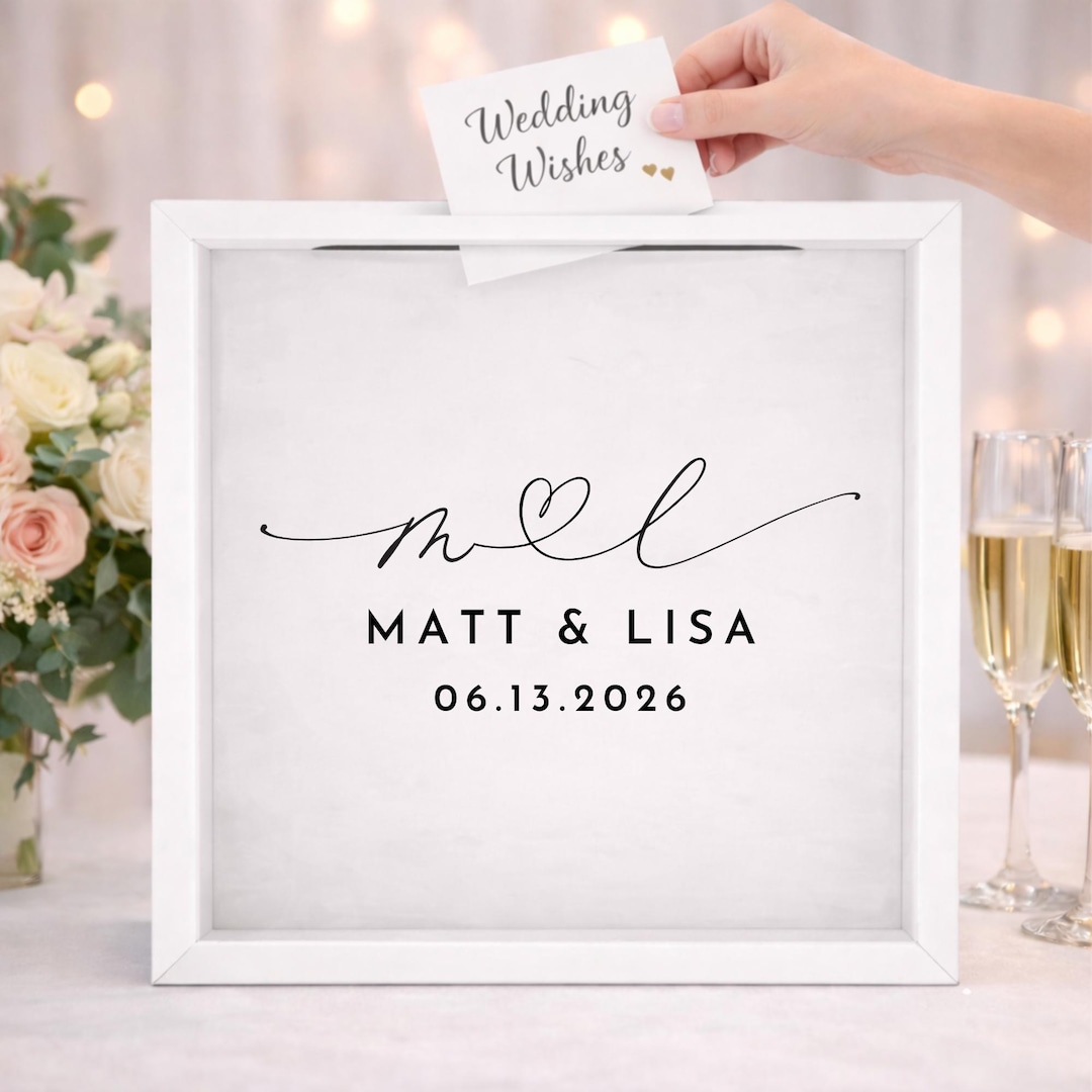 Personalized Wedding Card Box | Custom Wedding Wishes Shadow Box ...