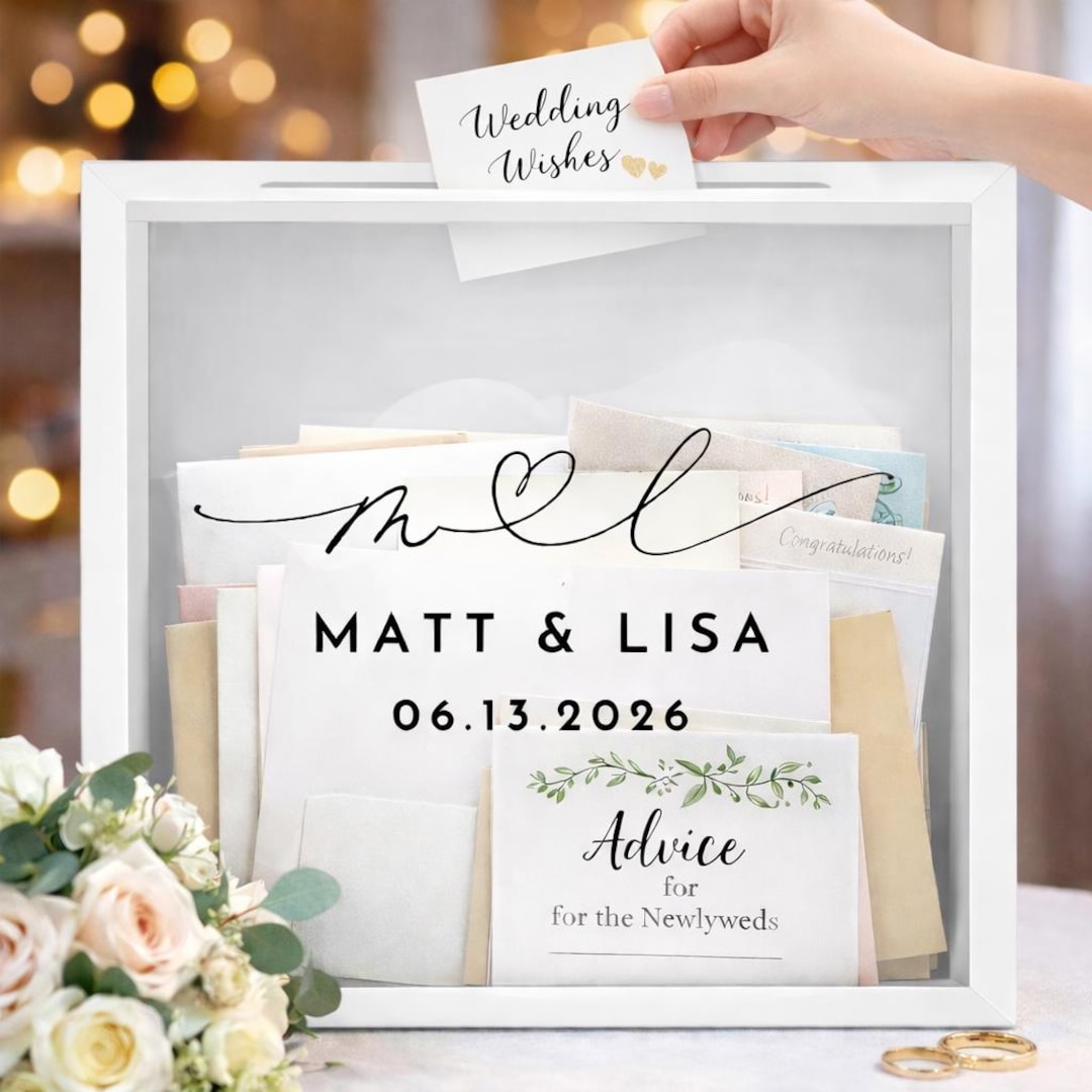 Personalized Wedding Card Box | Custom Wedding Wishes Shadow Box ...