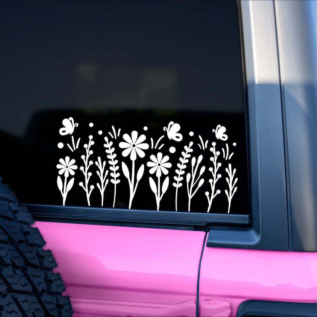 Wildflower Decal, Boho Car Decal, Flower Car Decal, Plant Lover Decal ...