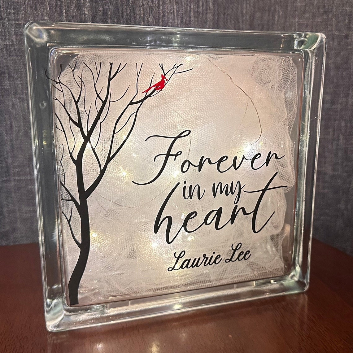 Custom in Loving Memory Glass Block Light for Loss of Loved One ...