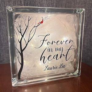 Custom in Loving Memory Glass Block Light for Loss of Loved One ...
