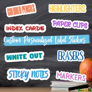 Custom Label Back to School Stickers Custom Name Decals Personalized ...