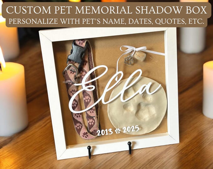 Custom Pet Memorial Shadow Box – Personalized Pet Keepsake With Name ...
