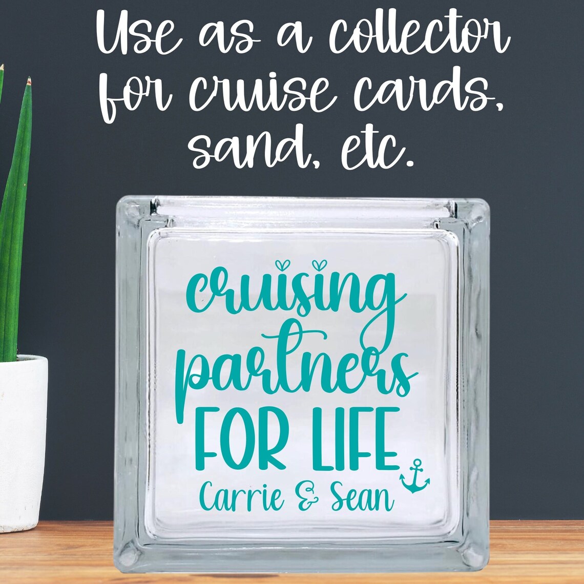 Custom Cruise Card Chip Holder, Bank, Sand Collector Glass Block Cruise ...