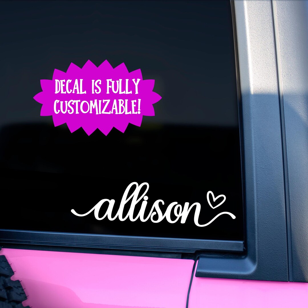 Custom Car Decals, Custom Vinyl Stickers, Custom Cursive Name Decals ...