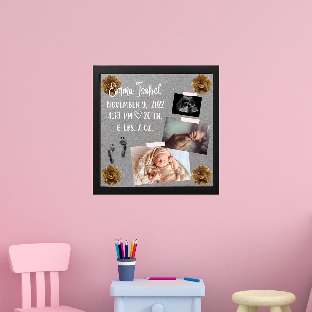 Custom Birth Stats Sign Birth Statistics Shadow Box for Baby - Etsy