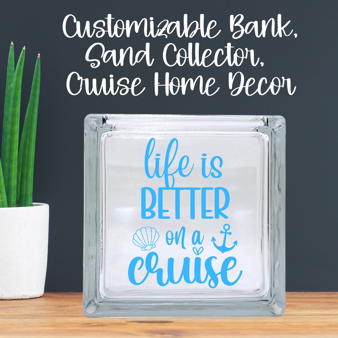 Custom Cruise Card Chip Holder, Bank, Sand Collector Glass Block Cruise ...