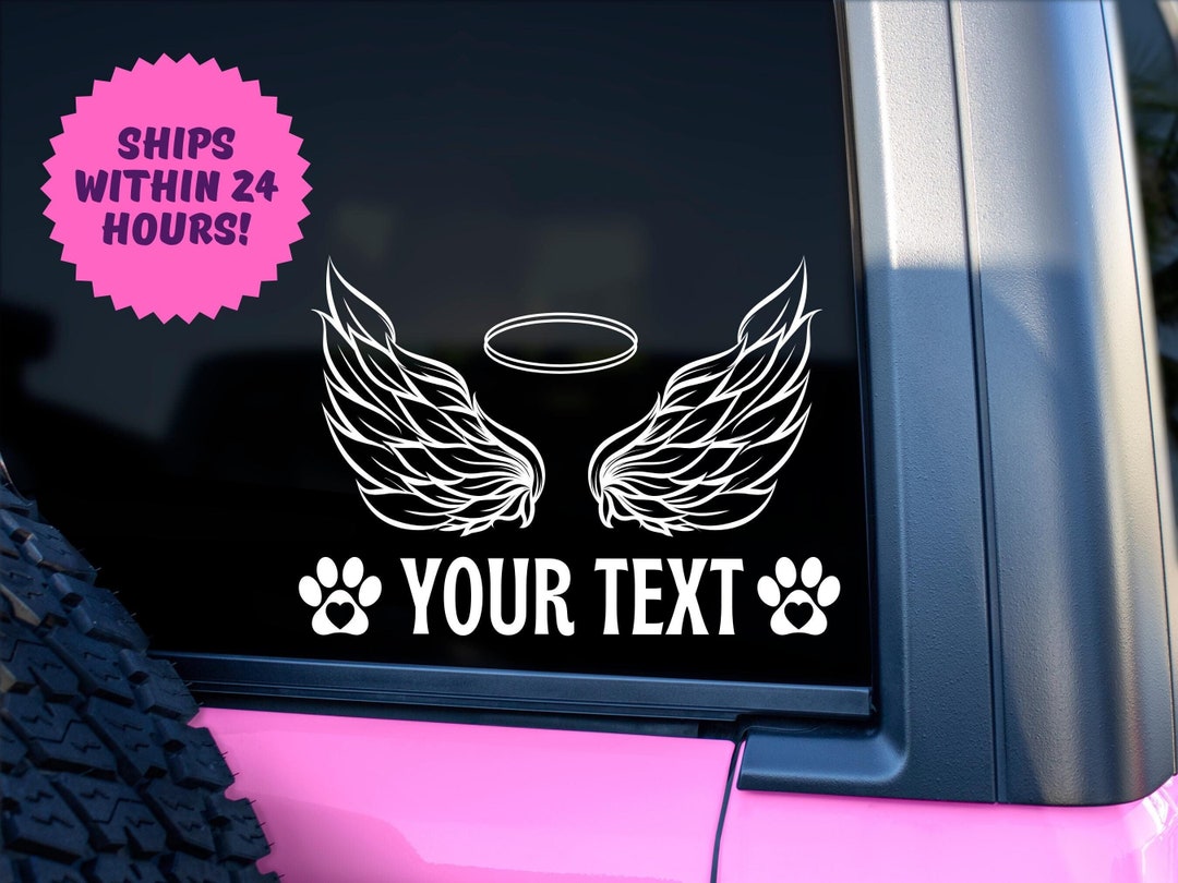 Custom Dog Loss Vinyl Car Decal, Personalized Angel Wings Loss Sign ...