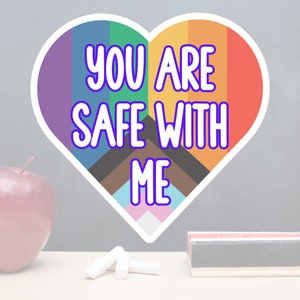 Pride LGBTQ+ Teacher You Are Safe With Me Vinyl Sticker for Laptops ...