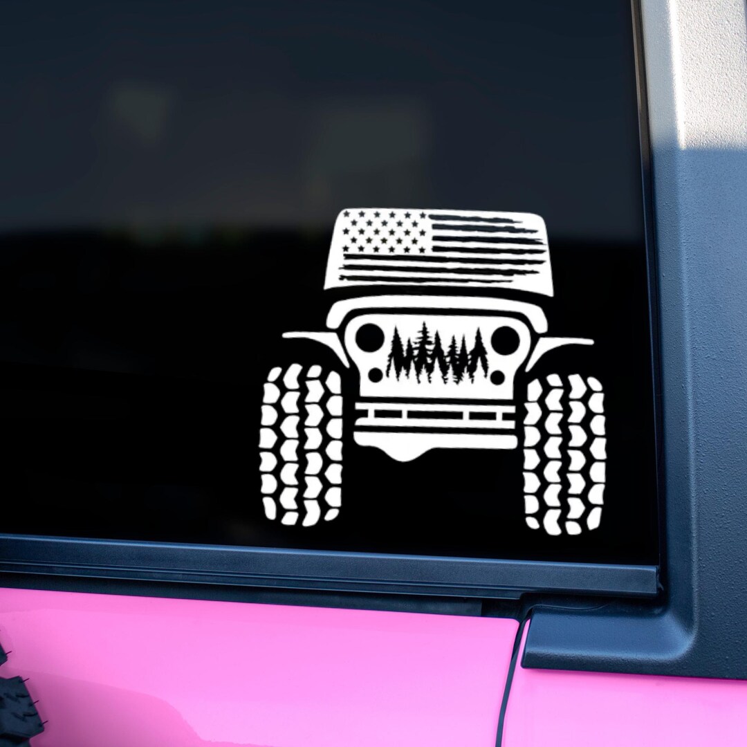 Custom American Offroad Decal, Offroad Forest Vehicle Sticker, USA Flag ...