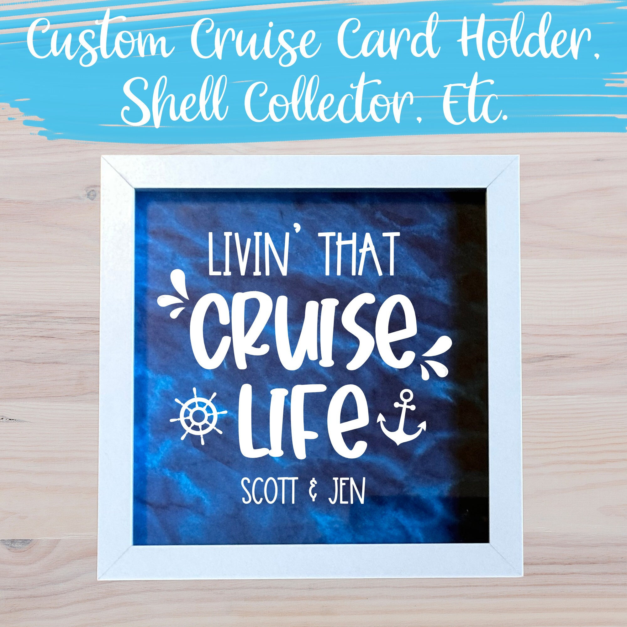 Custom 8"x8" Cruise Card Holder Vacation Shell Collector Shadow Box ...