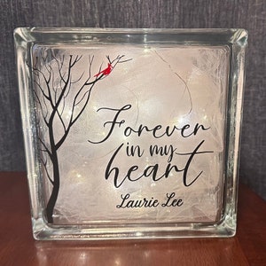 Custom in Loving Memory Glass Block Light for Loss of Loved One ...