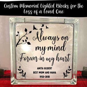Custom in Loving Memory Glass Block Light for Loss of Loved One ...