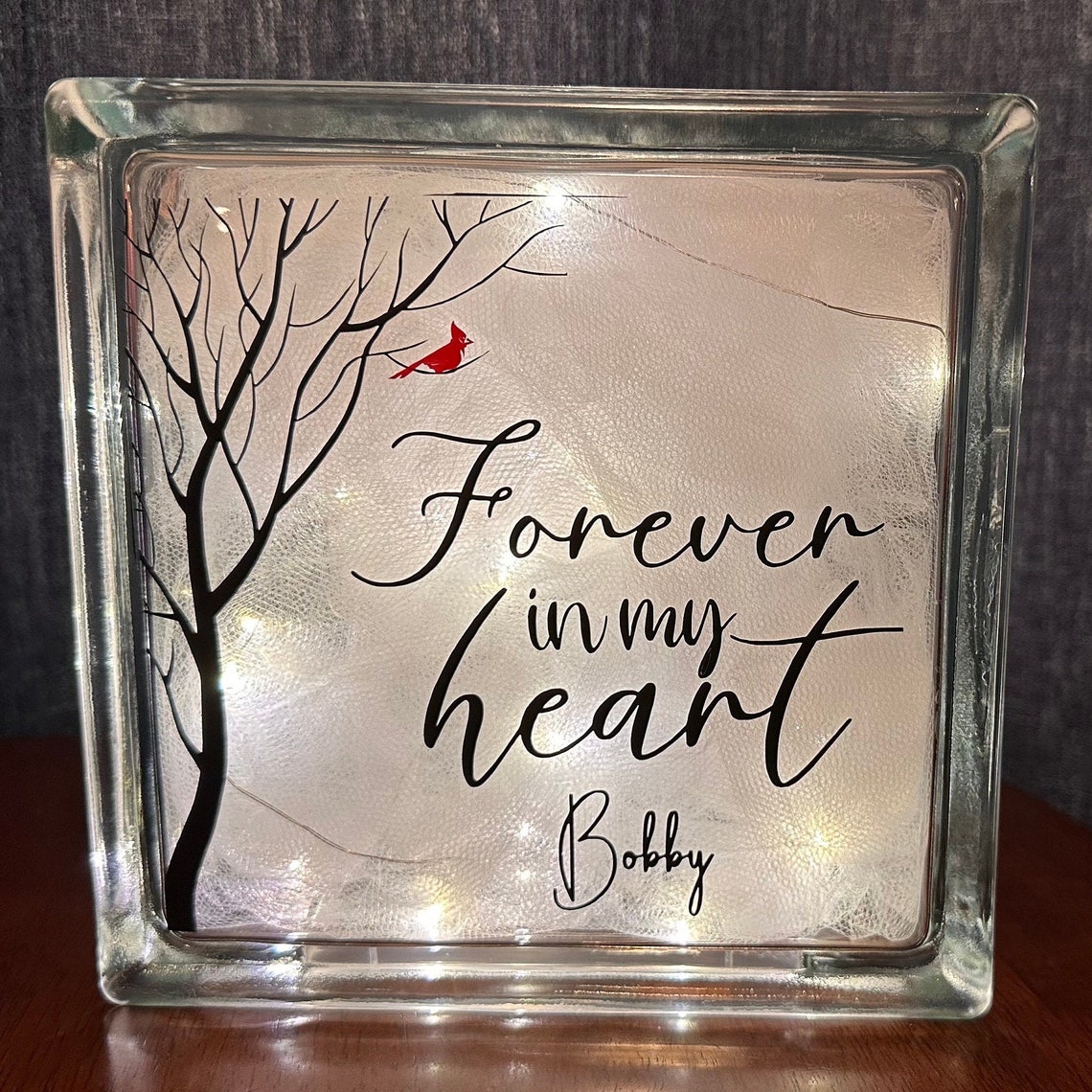 Custom in Loving Memory Glass Block Light for Loss of Loved One ...