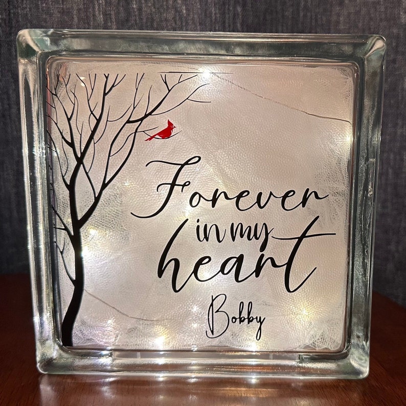 Custom in Loving Memory Glass Block Light for Loss of Loved One ...