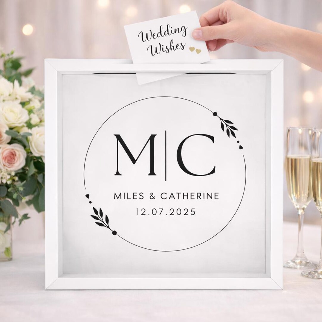 Personalized Wedding Card Box | Custom Wedding Wishes Shadow Box ...