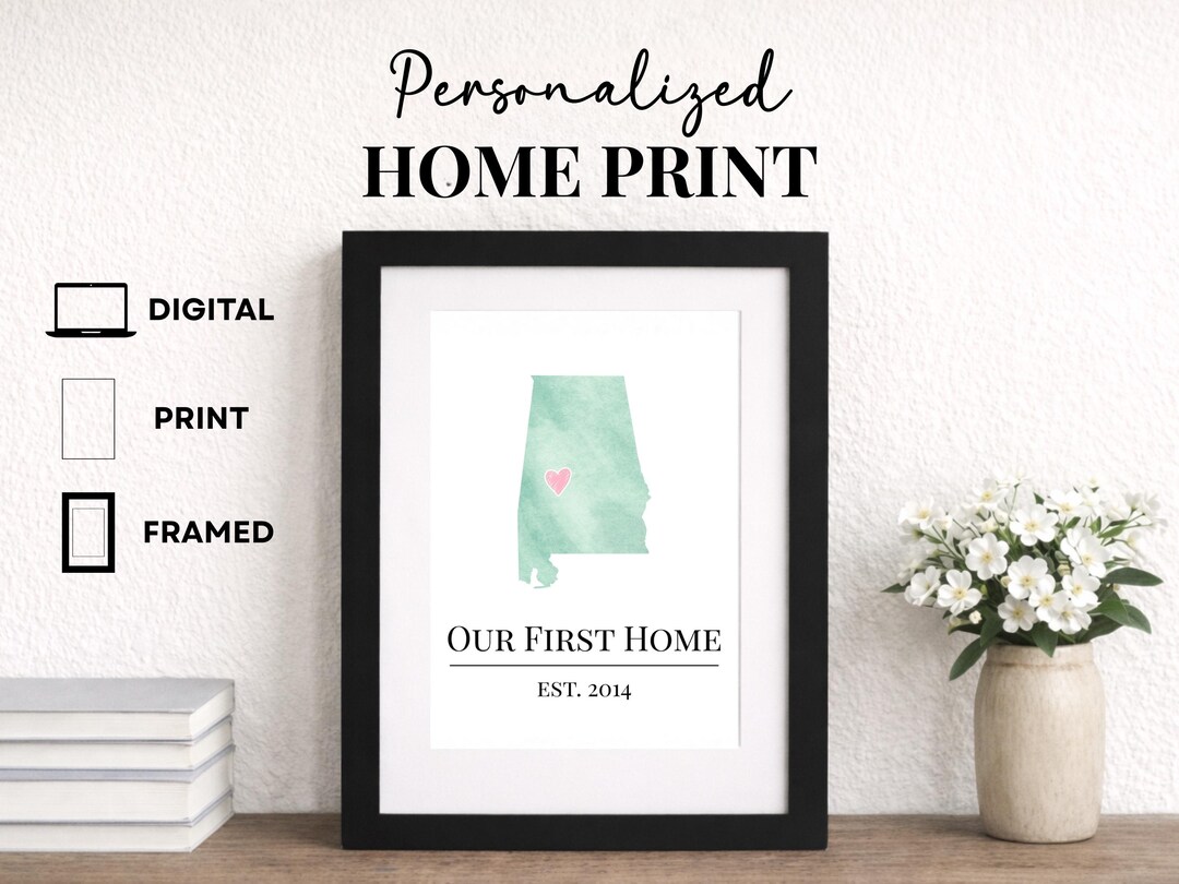 Personalized First Home Print, Custom State Watercolor Map ...