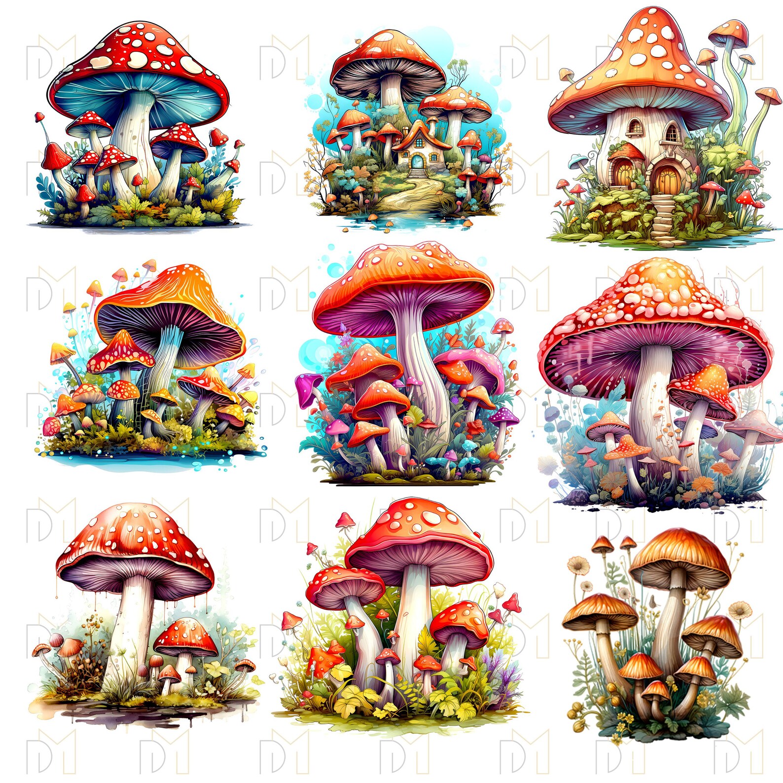 20 Clipart Files Mushrooms 300 DPI - Etsy