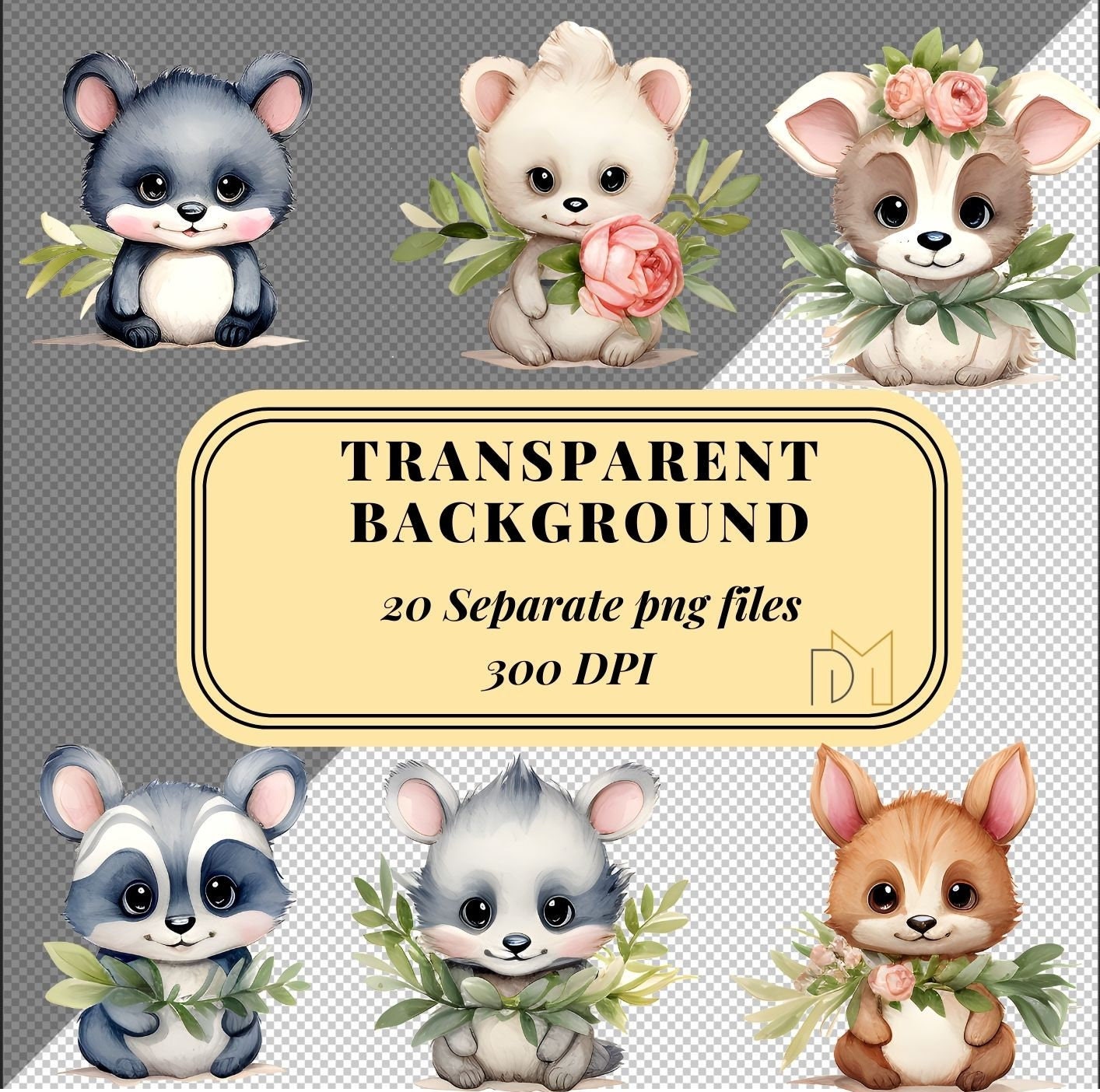 20 Clipart Files Baby Animals 300 DPI - Etsy
