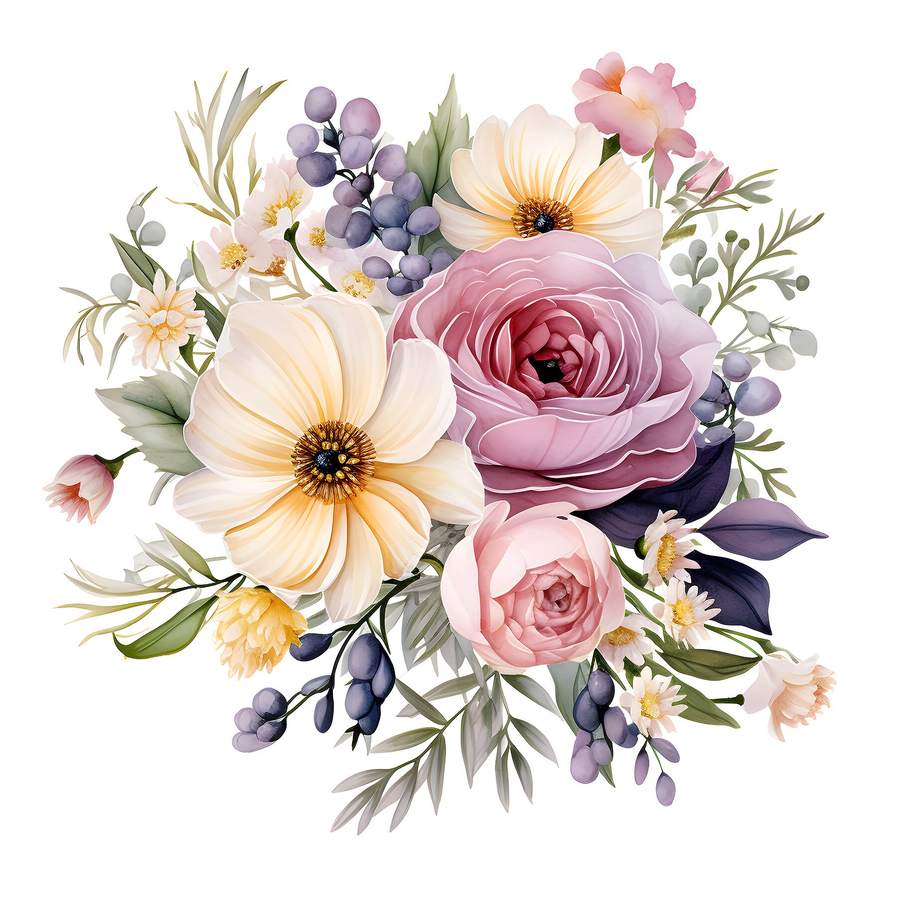 20 Clipart Files Flower Bouquet 300 DPI - Etsy