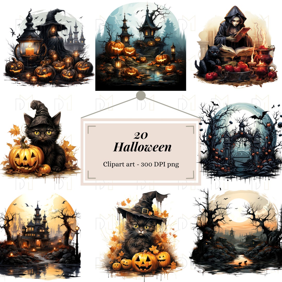 20 Clipart Files Halloween 300 DPI - Etsy
