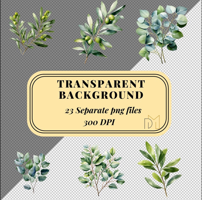 23 Clipart Files Green Leaves 300 DPI - Etsy