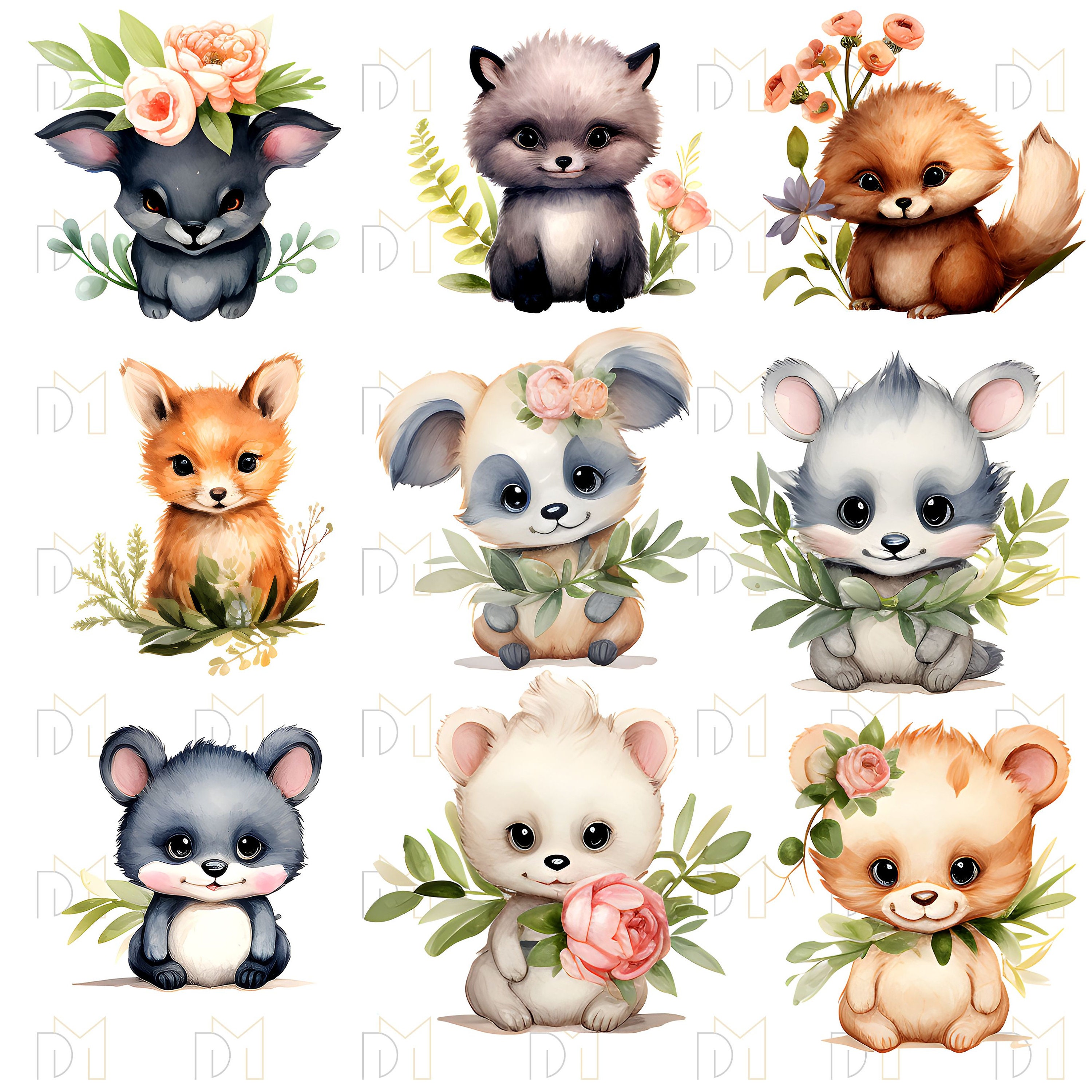 20 Clipart Files Baby Animals 300 DPI - Etsy