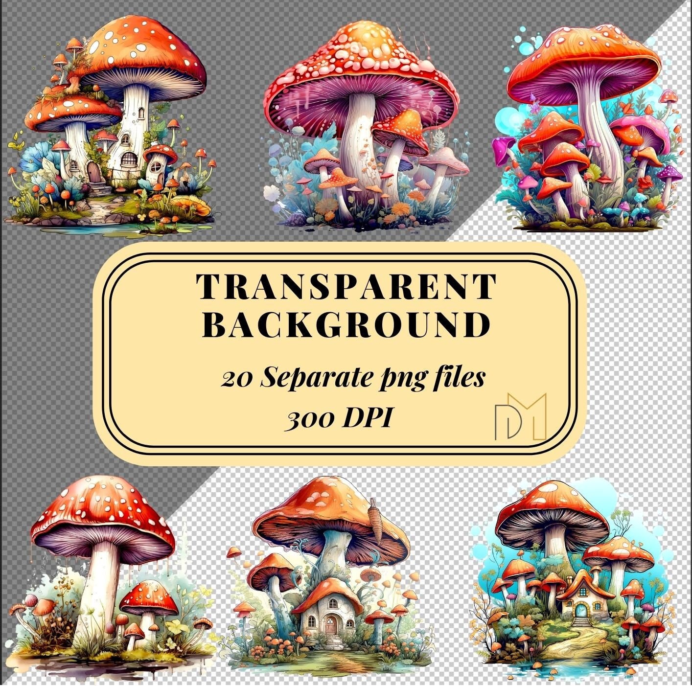 20 Clipart Files Mushrooms 300 DPI - Etsy