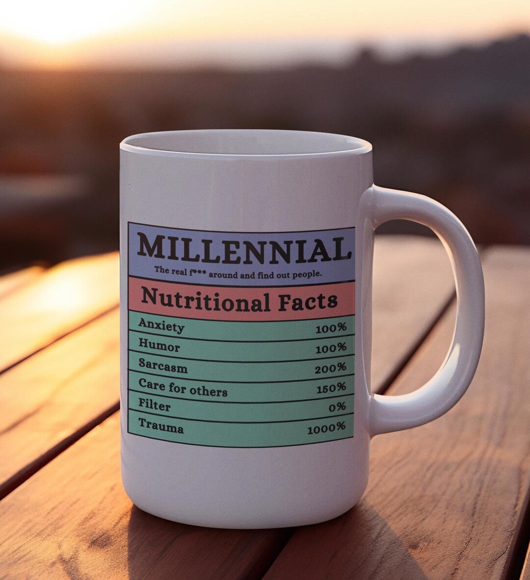 Funny Millennial Nutritional Facts Mug: Sarcastic 90s Kid Gift - Etsy