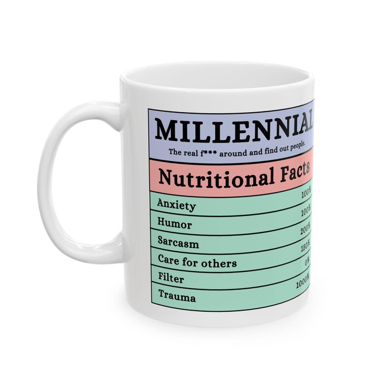 Funny Millennial Nutritional Facts Mug: Sarcastic 90s Kid Gift - Etsy