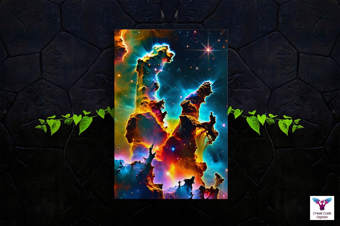 Pillars of Creation Art Stretched Canvas, Galaxy Nebula Outer Space Art ...