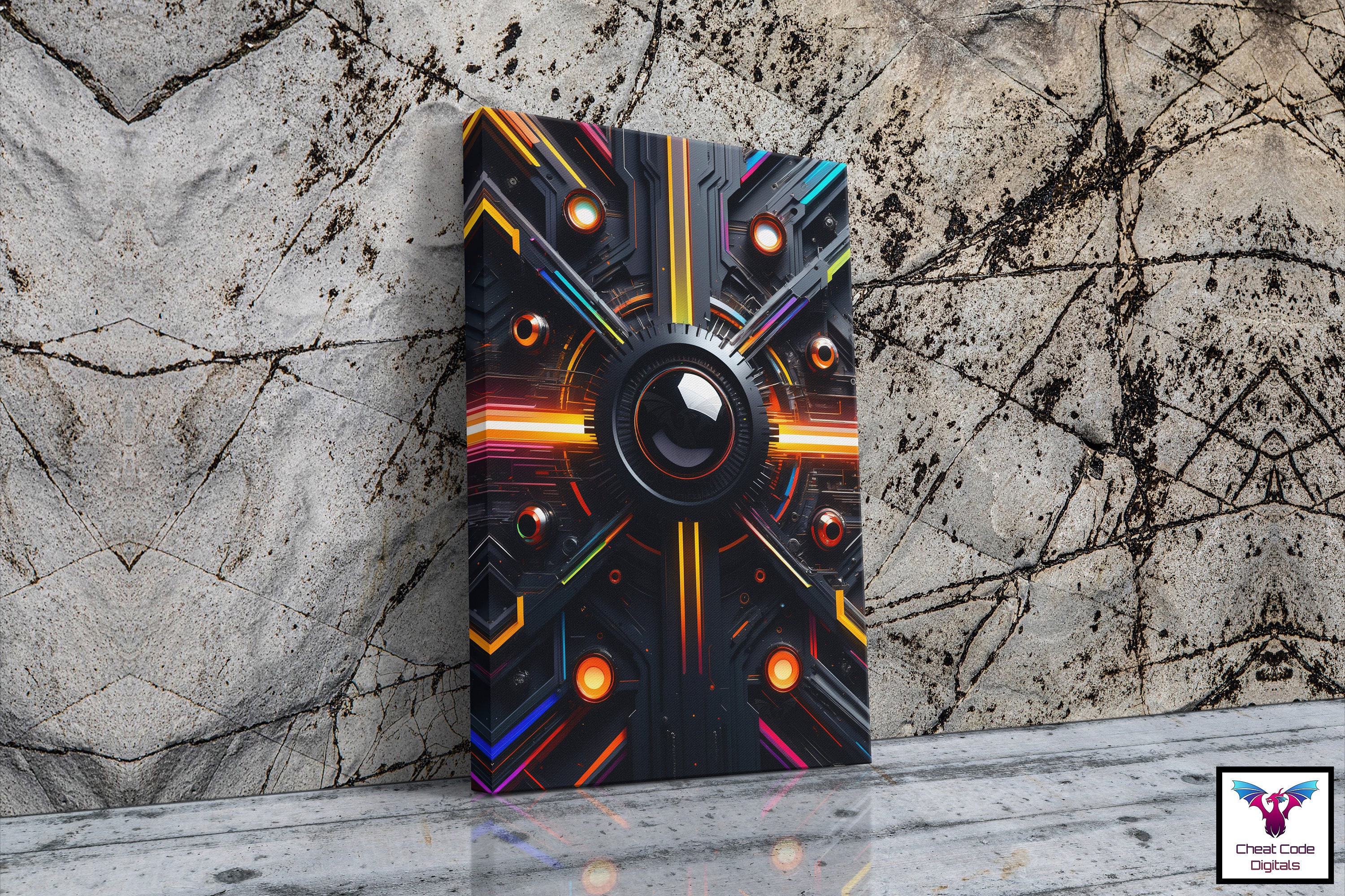 Cyborg Wall Cyberpunk Tech Stretched Canvas, Framed and Unframed ...