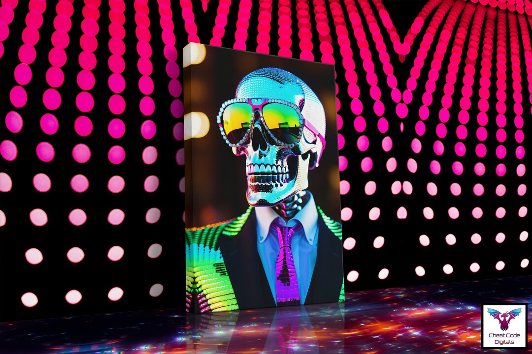 Fancy Skeleton Portrait Art, Bedazzled Style, Cool Party Suit ...