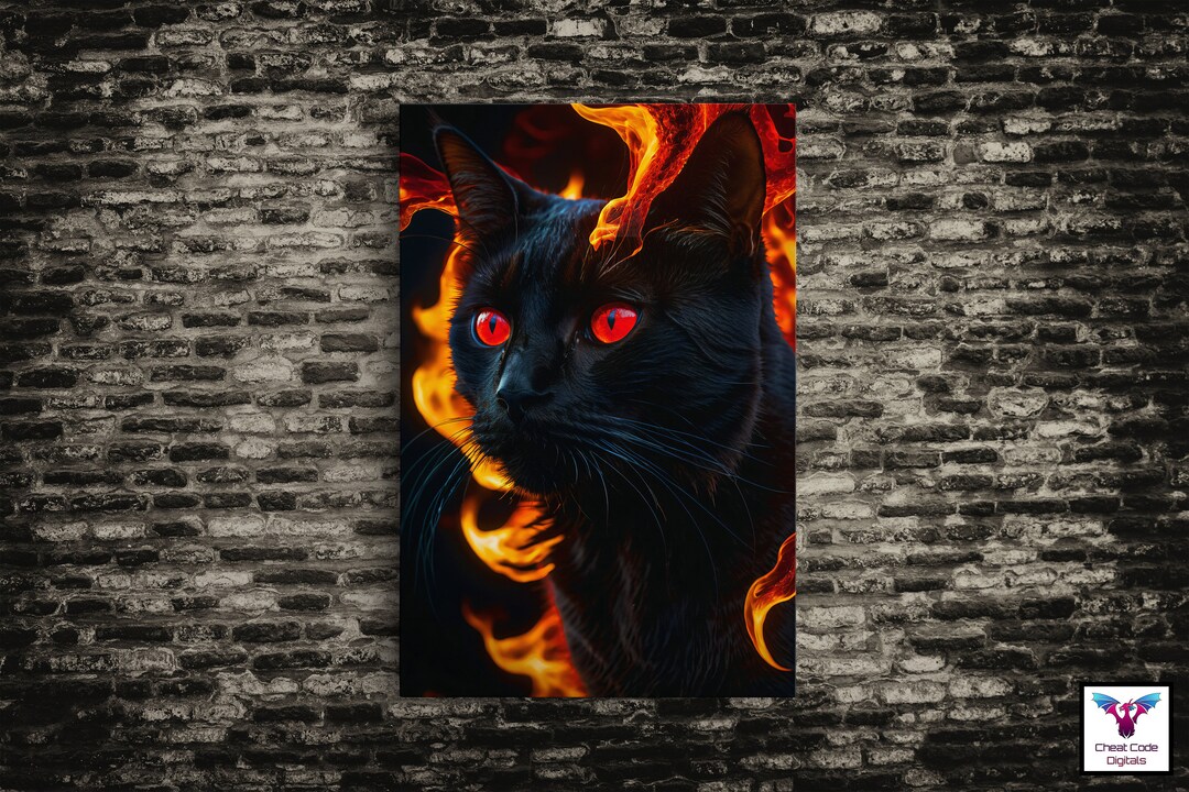 Hell Cat Stretched Canvas, Framed and Unframed, 10K Hyper Resolution ...