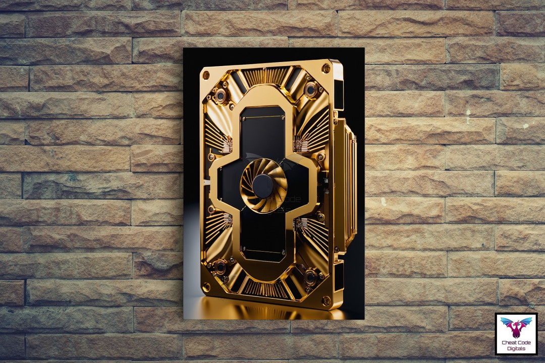 Gold GPU Gaming Graphics Card Art Stretched Canvas, CPU Technology ...
