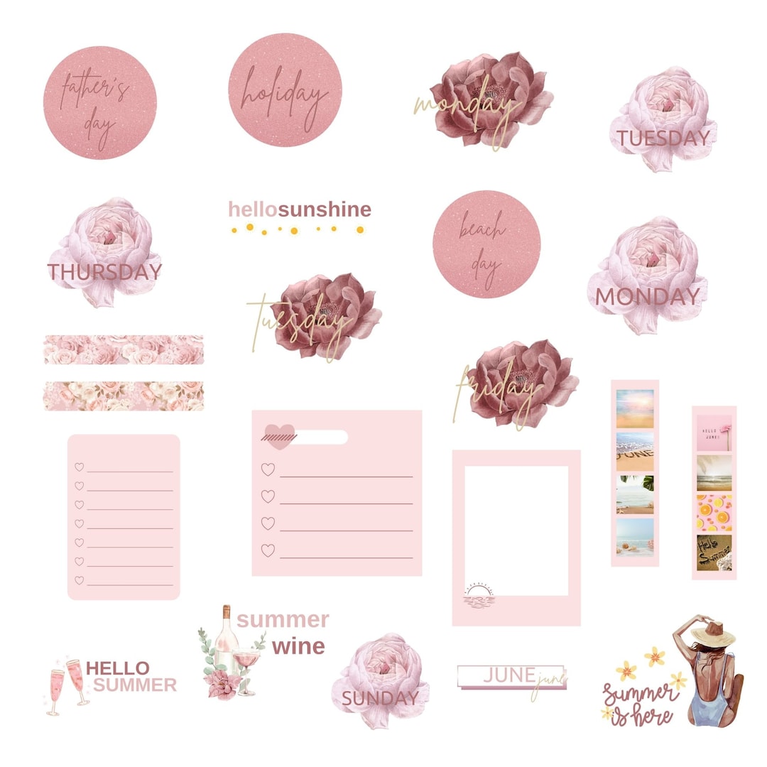 Summer Aesthetic Stickers - June Planner Decor, Digital Goodnotes & Art ...