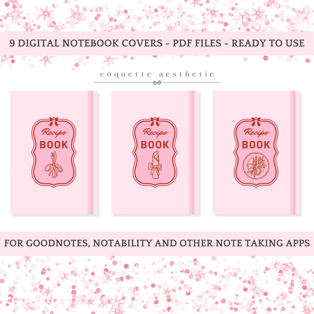 Coquette Aesthetic Recipe Book Cover, Digital Recipe Planner, Meal ...