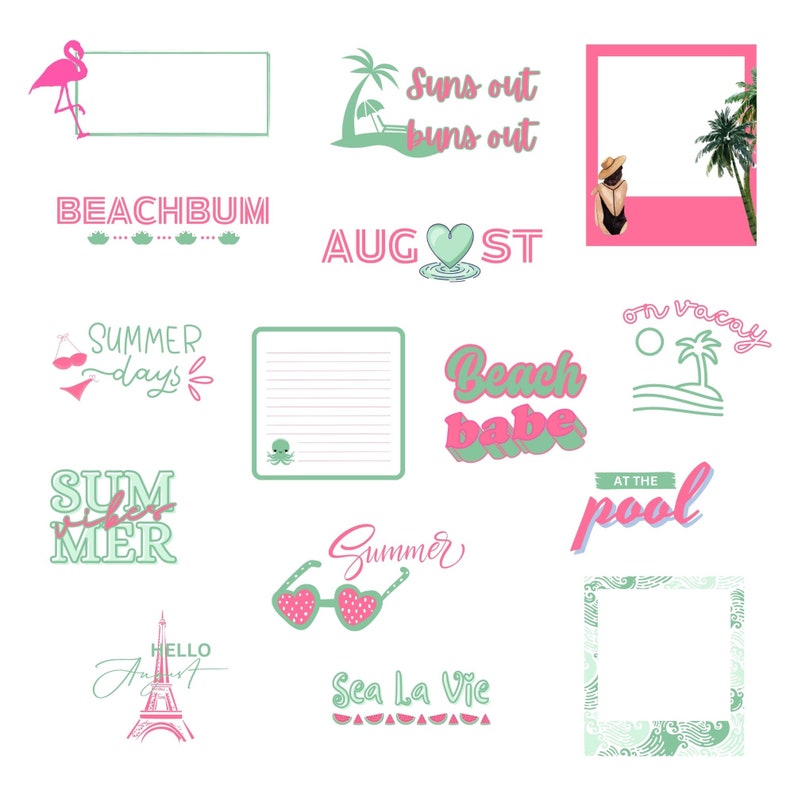 Summer Aesthetic Stickers - August Planner Decor, Digital Goodnotes ...