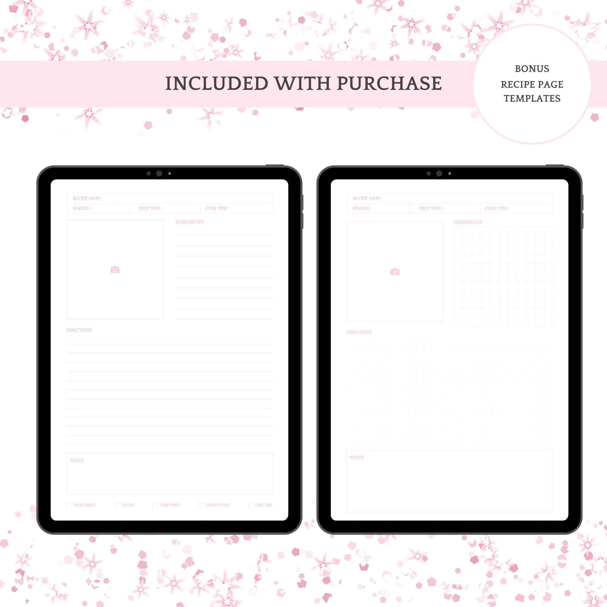 Coquette Aesthetic Recipe Book Cover, Digital Recipe Planner, Meal ...