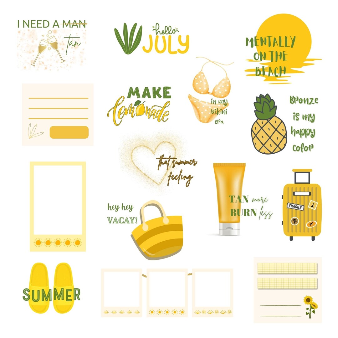 Summer Aesthetic Stickers - July Planner Decor, Digital Goodnotes & Art ...